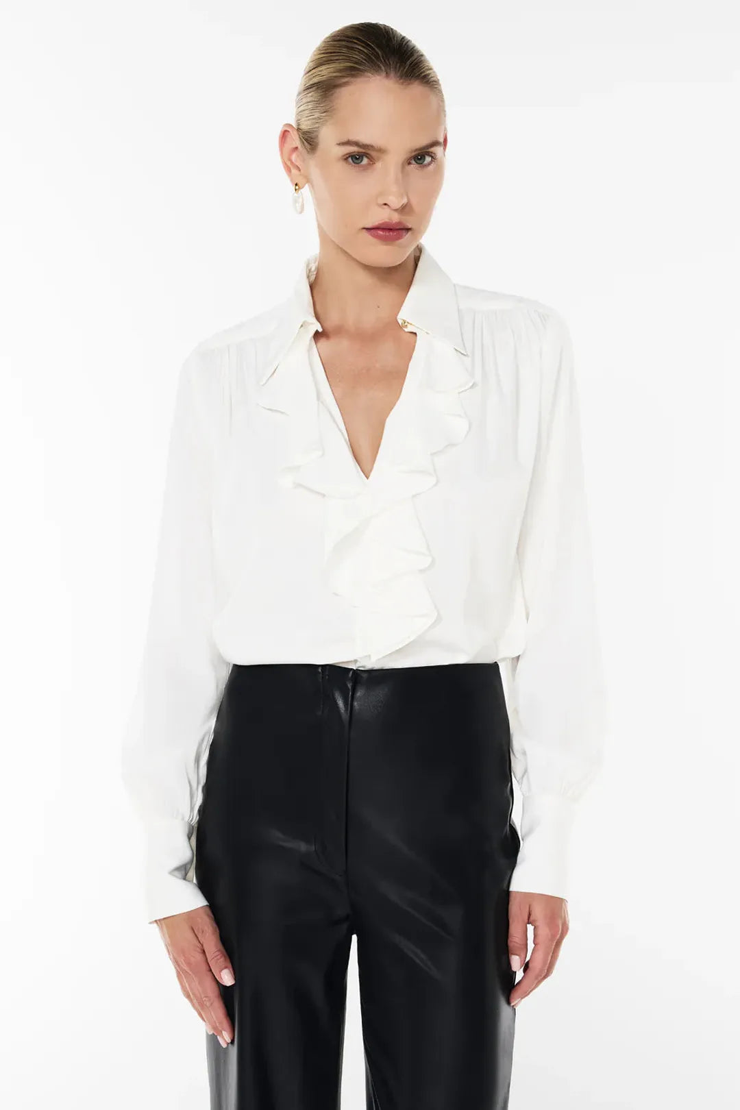 cupids bow long sleeve shirt, white