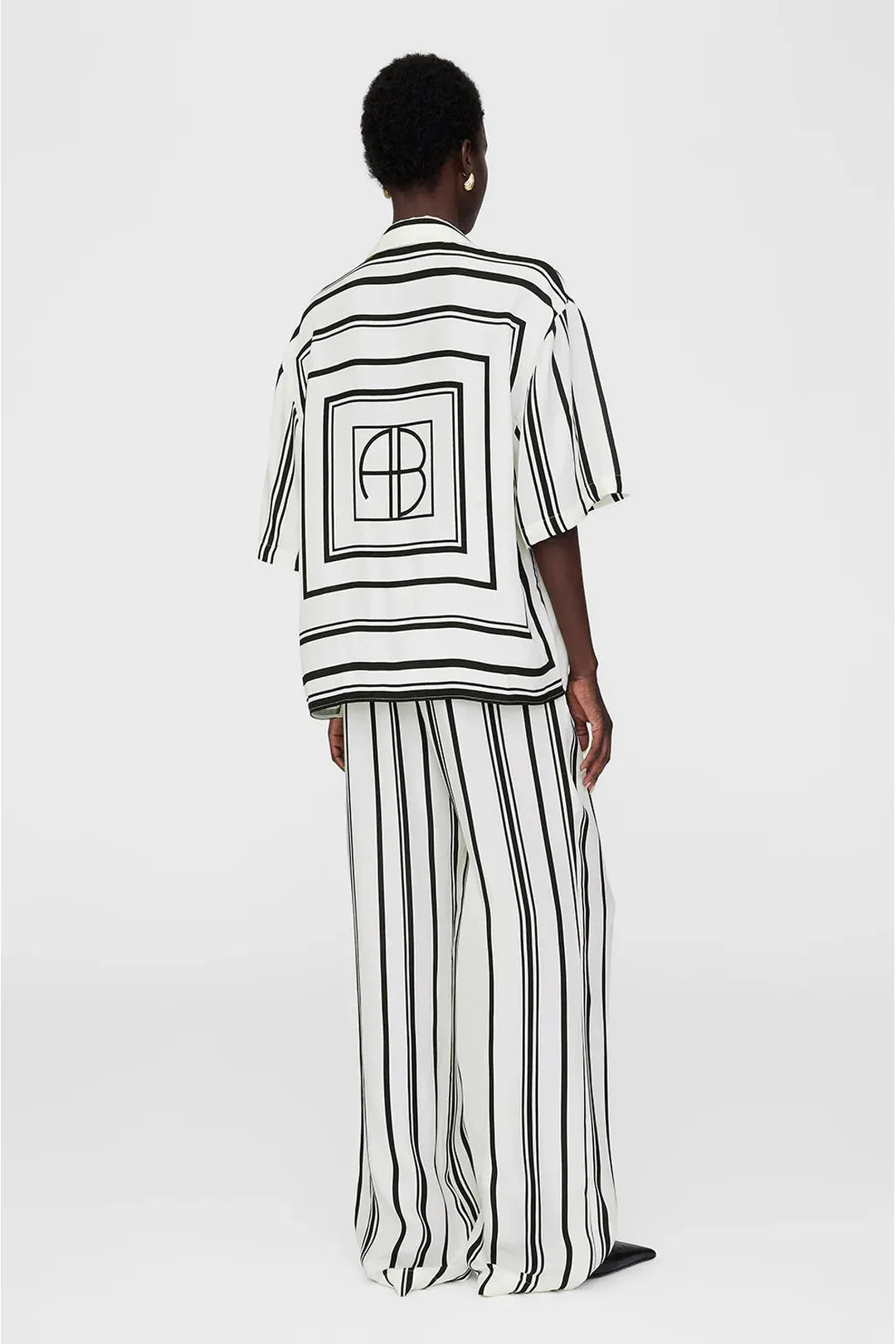 Coco shirt, Ivory & black monogram stripe